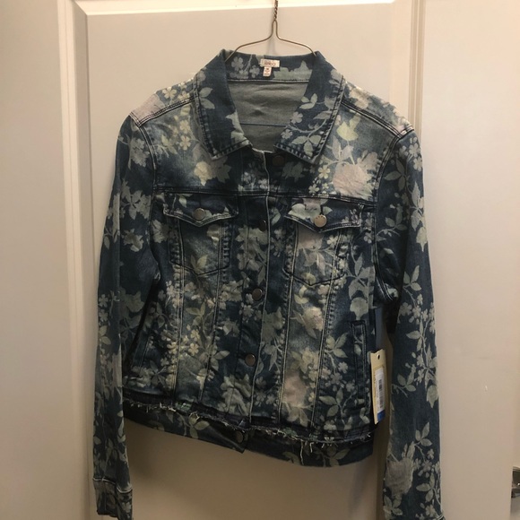Reba | Jackets & Coats | Reba Denim Jacket With Floral Print | Poshmark